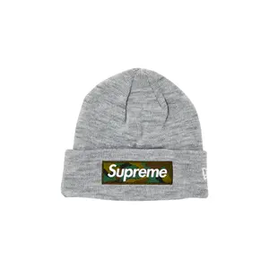 Supreme X New Era Box Logo Beanie - Grey