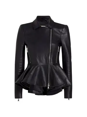 L'AGENCE Lyric Leather Peplum Biker Jacket