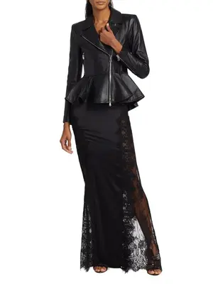 L'AGENCE Lyric Leather Peplum Biker Jacket