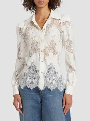 L'AGENCE Jenica Floral Lace Blouse - Ivory