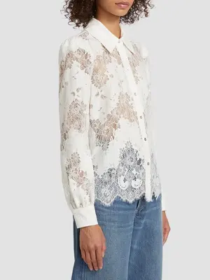 L'AGENCE Jenica Floral Lace Blouse - Ivory