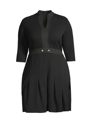 Ming Wang Pleated Knee-length Dress - Black