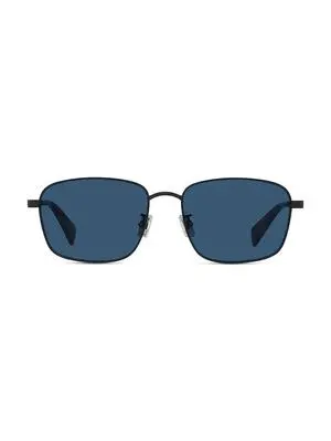 Kenzo Men's AKA 56MM Rectangular Sunglasses - Matte Black Blue - Matte Black Blue