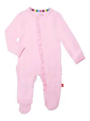 MAGNETIC ME Baby's Pin Dot Ruffle-trimmed Footie Bermuda