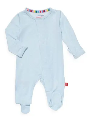 MAGNETIC ME Baby's Pin Dot Ruffle-trimmed Footie Blue