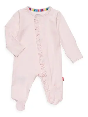 MAGNETIC ME Baby's Pin Dot Ruffle-trimmed Footie - Pink