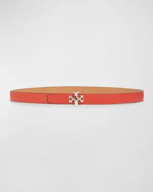 Tory Burch Tory Burch Logo Leather Belt Poppy Red
