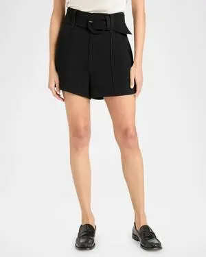 Cinq À Sept Aldi Belted High-rise Shorts - Black