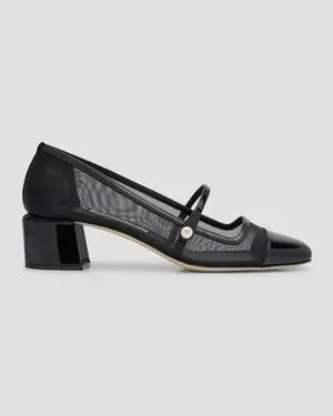 JIMMY CHOO Elisa Mesh Mary Jane Ballerina Pumps - Black