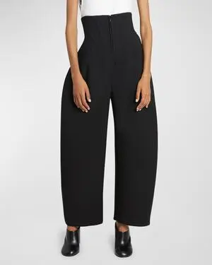 Alaïa High-rise Arched Wide-leg Corset Trousers - Noir Alaia