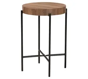 BAXTON STUDIO Savion Walnut Wood And Black Meta L End Table - One-color
