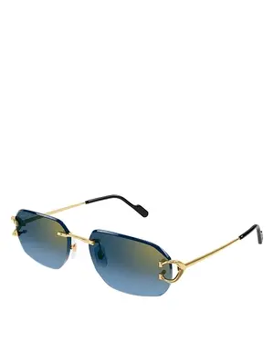 Cartier Decor 24 Carat Gold Plated Rimless Rectangular Sunglasses