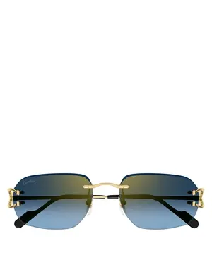 Cartier Decor 24 Carat Gold Plated Rimless Rectangular Sunglasses