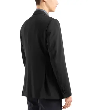 Emporio Armani Slim Fit Tropical Wool Jacket - Solid Black