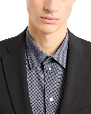 Emporio Armani Slim Fit Tropical Wool Jacket - Solid Black