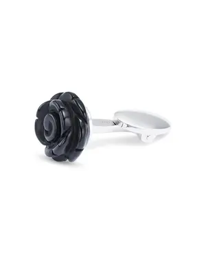 JAN LESLIE Hand Carved Rose Onyx & Sterling Silver Cufflinks - Black