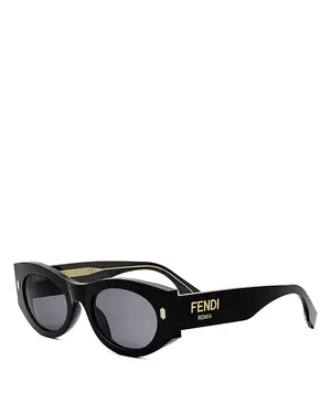 Fendi Roma Oval Sunglasses - Black/gray Solid