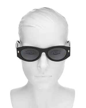 Fendi Roma Oval Sunglasses - Black/gray Solid