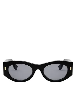 Fendi Roma Oval Sunglasses - Black/gray Solid