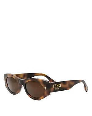 Fendi Fendi Roma Oval Sunglasses Havana/brown Solid