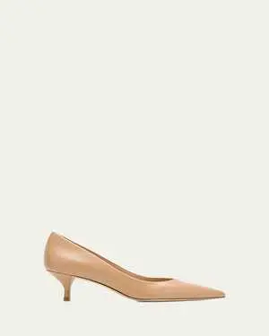 STUART WEITZMAN Leather Kitten-heel Pumps - Adobe
