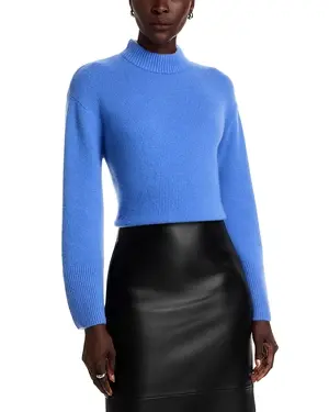 Bloomingdale'S Cashmere Long Sleeve Mock Neck Pullover - Hydrangea Blue