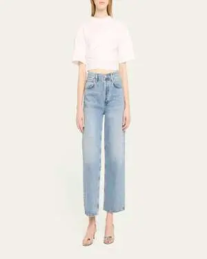 AGOLDE Ren Wide-leg Crop Jeans - Blue