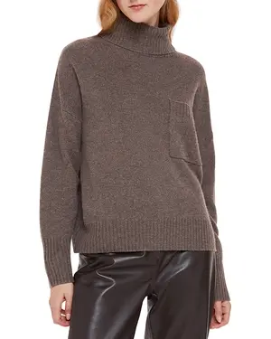 Whistles Pocket Turtleneck Sweater - Chocolate
