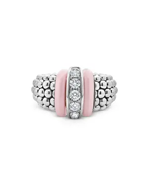 Lagos Sterling Silver, Diamond, And Ceramic Ring - Pink/silver