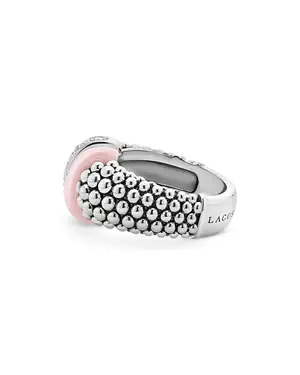 Lagos Sterling Silver, Diamond, And Ceramic Ring - Pink/silver