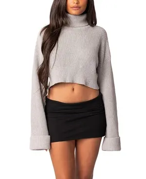 EDIKTED Oversized Turtleneck Cropped Sweater