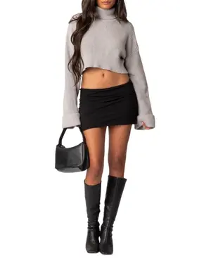 EDIKTED Oversized Turtleneck Cropped Sweater
