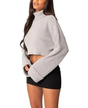 EDIKTED Oversized Turtleneck Cropped Sweater