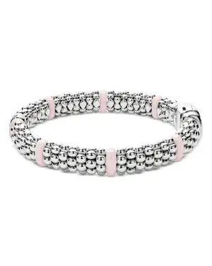 Lagos Sterling Silver, Diamond, And Ceramic Bead Bracelet - Pink/silver