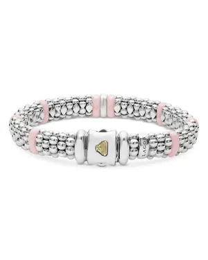 Lagos Sterling Silver, Diamond, And Ceramic Bead Bracelet - Pink/silver