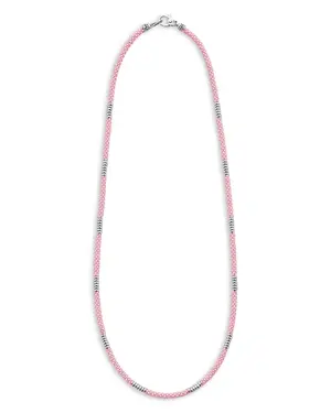 Lagos Sterling Silver Pink Caviar Ceramic Bead Collar Necklace