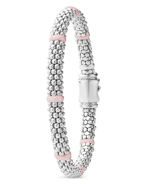 Lagos Sterling Silver Pink Caviar Pink Ceramic Bead Link Bracelet