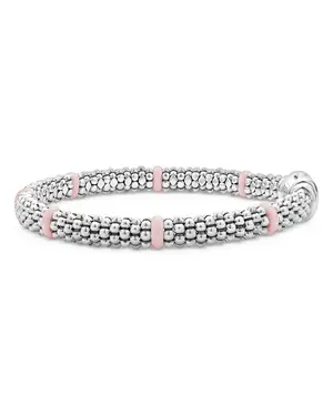 Lagos Sterling Silver Pink Caviar Pink Ceramic Bead Link Bracelet