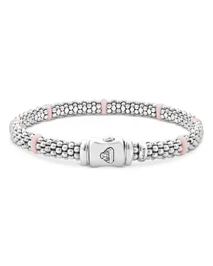 Lagos Sterling Silver Pink Caviar Pink Ceramic Bead Link Bracelet