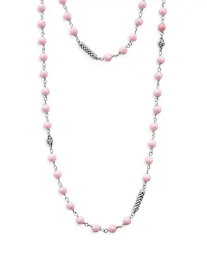 Lagos Sterling Silver Caviar Icon Station Necklace - Pink/silver