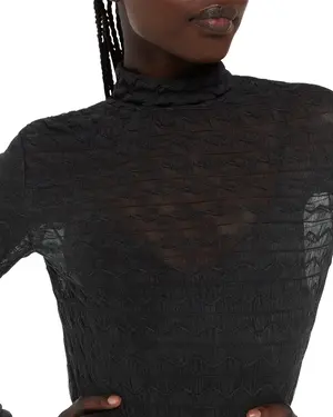 Whistles Textured High Neck Long Sleeve Dress