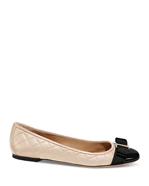 FERRAGAMO Varina Q Leather Quilted Ballet Flats - Nero