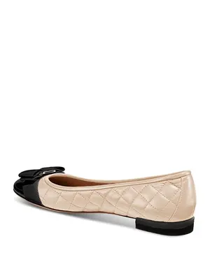 FERRAGAMO Varina Q Leather Quilted Ballet Flats - Nero