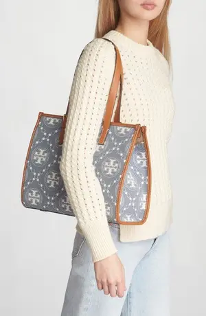 Tory Burch Small T Monogram Denim Tote