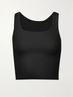 SKIMS Ribbed Cotton-blend Jersey Tank - Black