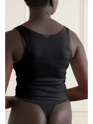 SKIMS Ribbed Cotton-blend Jersey Tank - Black