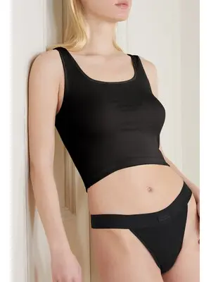 SKIMS Ribbed Cotton-blend Jersey Tank - Black