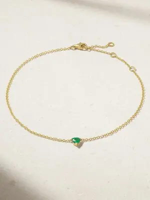 Shay 18-karat Gold Emerald Anklet - Green