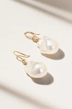 MARLO LAZ 14-karat Aquamarine And Pearl Drop Earrings - Gold