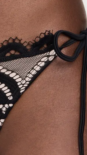 PQ SWIM Lace Tie Side Bikini Bottom - Midnight